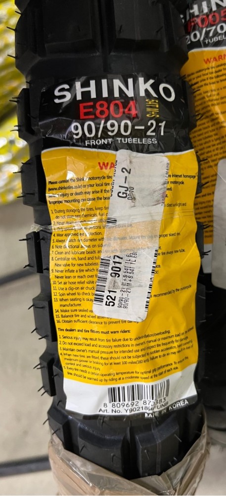 Shinko 804 Series Dual Sport Front Tire 90/90-21 Blackwall